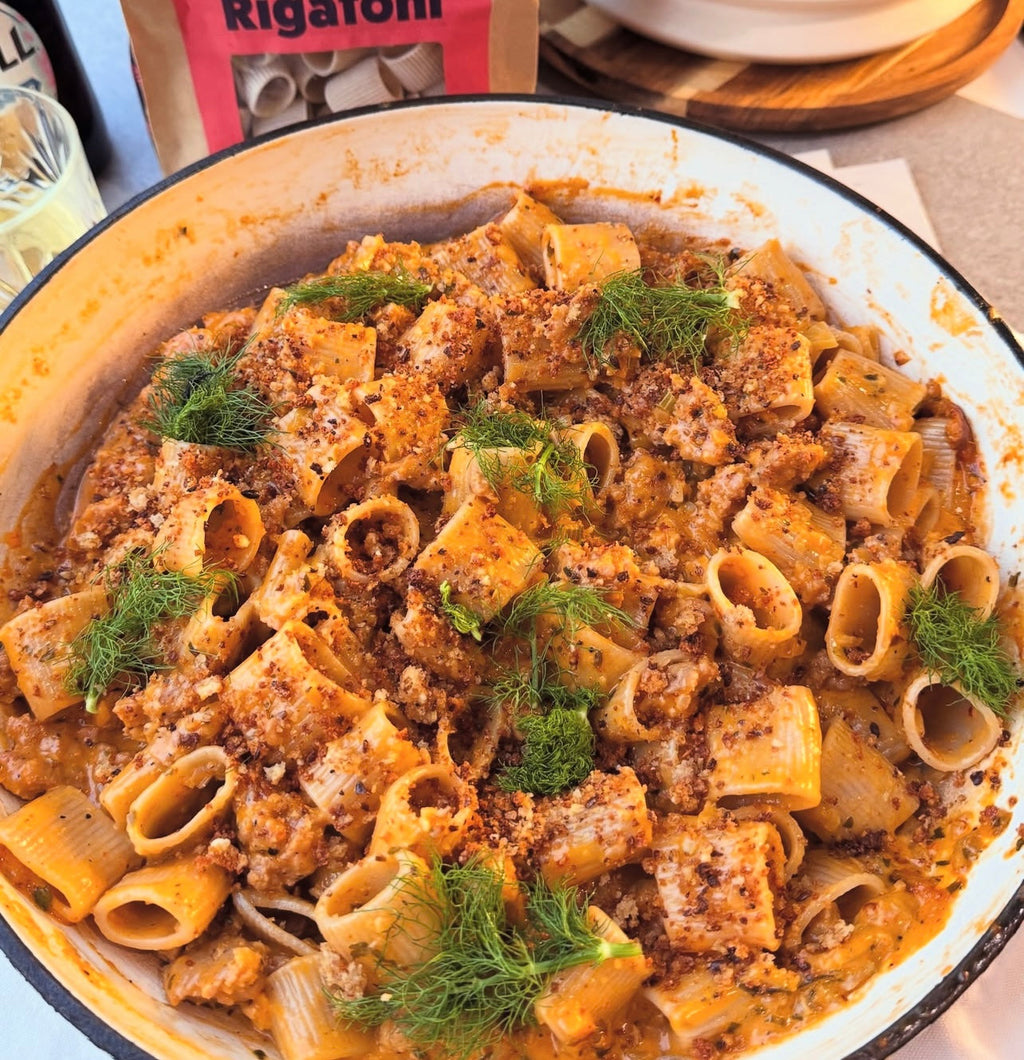 Pork & Fennel Rigatoni with Parmesan & Sourdough Crumb