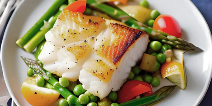 Pan-Seared Cod with Spring Vegetables Recipe | Eversfield Organic